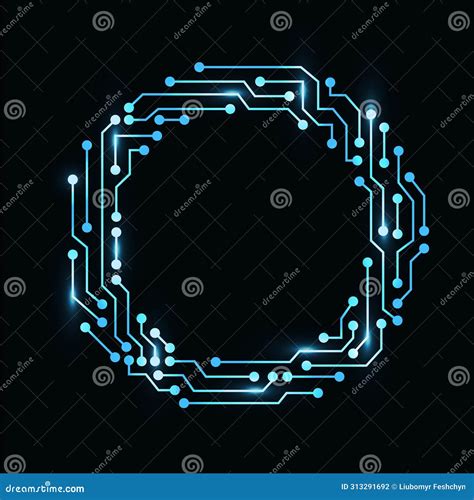 Circuit Board Circle Frame Abstract Digital Round Frame Hardware