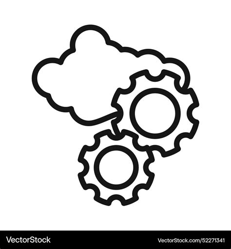 Cloud Data Settings Icon Black Line Art Logo Vector Image