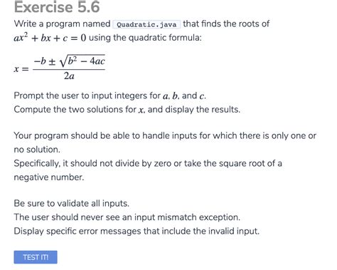 Solved Exercise Write A Program Named Quadratic Java Chegg
