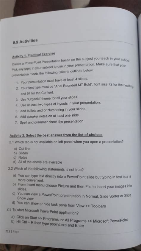 Solved Activity 1 Practical Exercise Create A Powerpoint