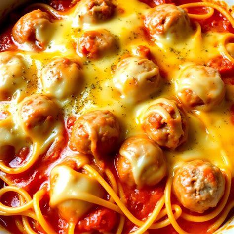 Cheesy Spaghetti And Meatball Bake Recipe Cookaifood