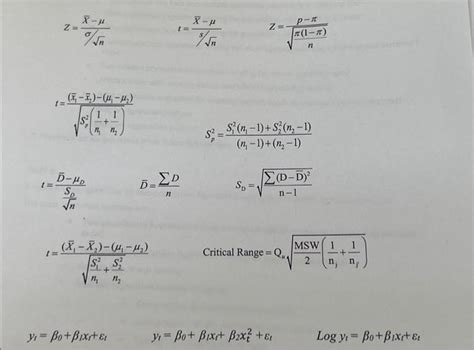 Solved What Are Each Of These Formulas And When To Use Them Chegg Com