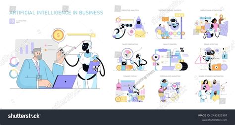 Artificial Intelligence Business Set Streamlining Operations Stock Vector Royalty Free