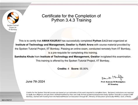 Aman Kaurav On Linkedin Python Iitbombay Spokentutorial Techskills