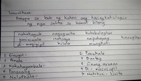 Talasalitaan: Hanapin sa loob ng kahon ang | StudyX