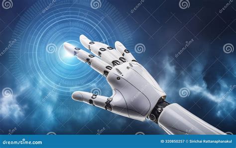 Robot Arms Working On Assembly Line In Factory Next To Computerized Machines Royalty Free Stock