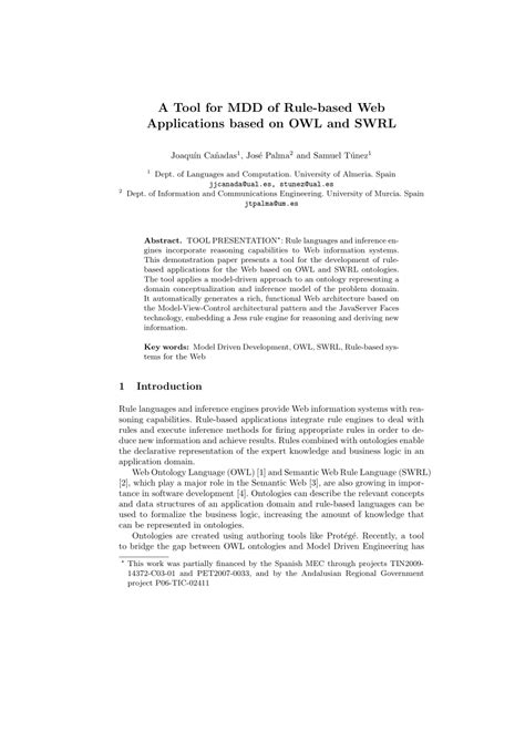 Pdf A Tool For Mdd Of Rule Based Web Applications Based On Owl And Swrl