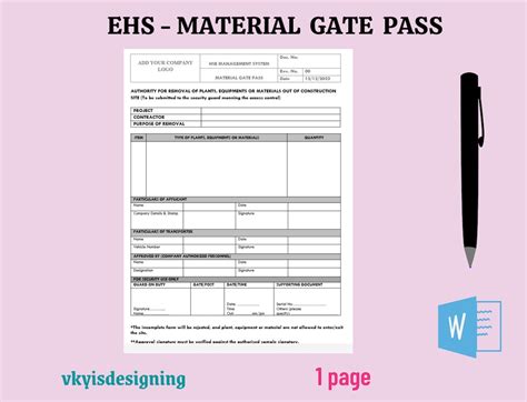 Buy Material Gate Pass Gate Permit Material Tracker Health Safety