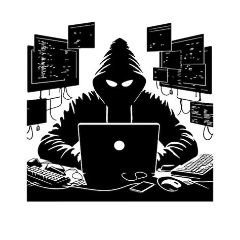 Premium Vector Hacker Silhouette Vector Illustration