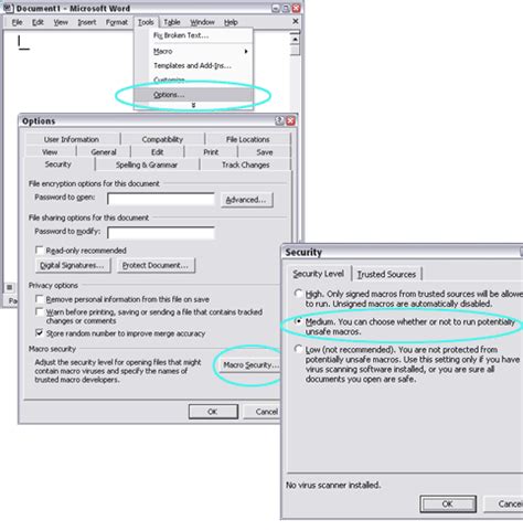 Changing The Word Macro Security Settings