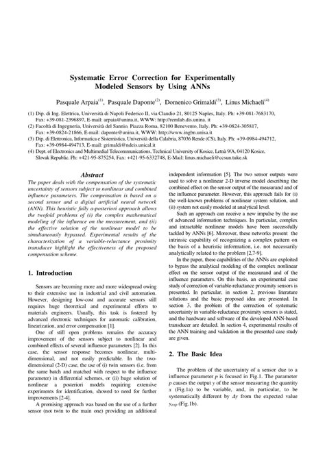 pdf systematic error correction for experimentally modeled sensors by