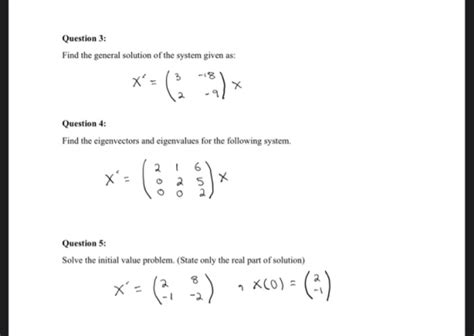 question 3 find the general solution of the system given as 18 x 13