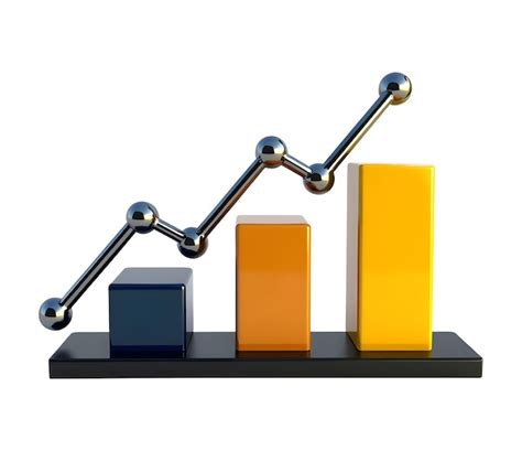 상승 트렌드 라인 그래프와 함께 3d 바 차트 비즈니스 분석 금융 성장 프리미엄 사진