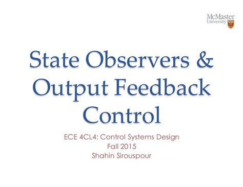 ee 4cl4 lecture 8 state observers and output feedback control ece 4cl4