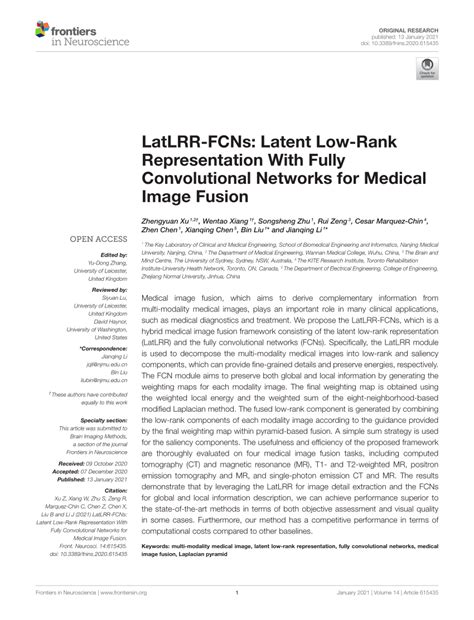 PDF LatLRR FCNs Latent Low Rank Representation With Fully Convolutional Networks For Medical