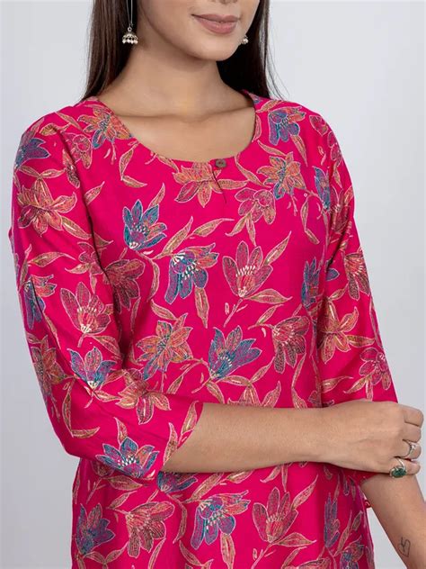 Red Silk Printed Kurti With Print For Women G3 Wku03249 United