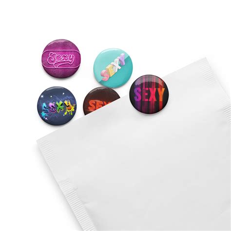 Sexy Pin Buttons With Unique Designs Set Of 5 Boom Positive