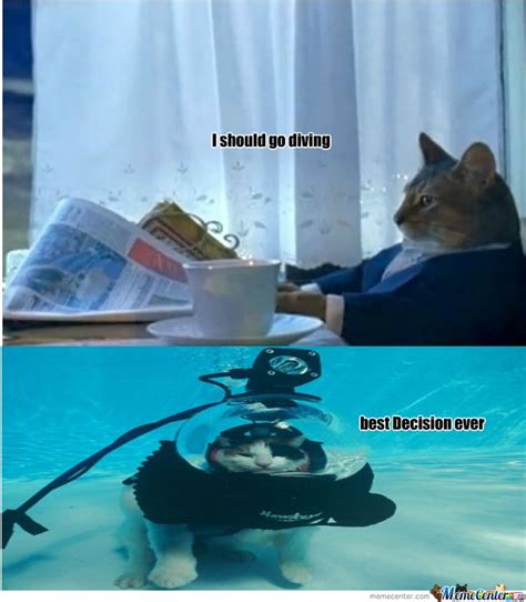 Scuba Cat Memes Cute Cat Meme Wearing Glasses Mens Jacket Zip Up