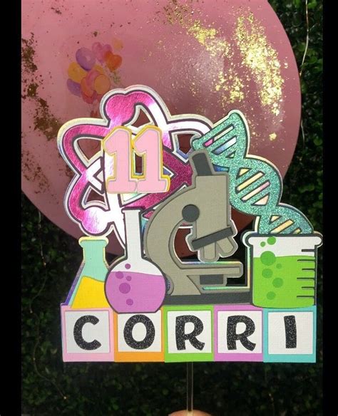 Science Theme Cake Topper Science Party Scientist Cake Topper Scientist Birthday Etsy