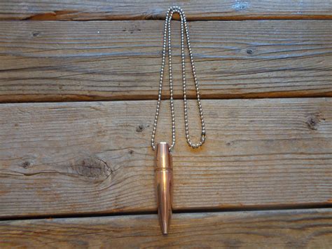 Bullet Necklace With Upcycled Surplus 50 Caliber Bmg Bullet Bullet