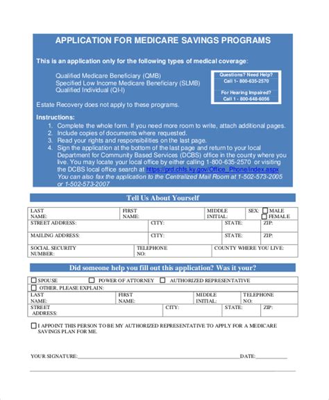 Free 9 Sample Medicare Application Forms In Pdf Ms Word