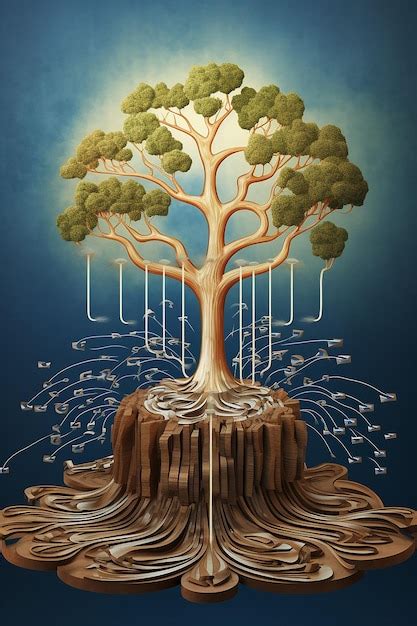 Premium Photo A 3d Tree Of Knowledge With Roots Spreading Across A