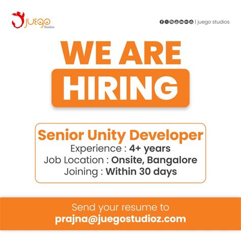 unitydevelopers gamedevelopers bangalorejobs immediatehiring