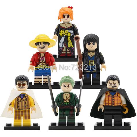 6pcsset Anime One Piece Luffy Nami Nico Robin Zoro Crocodile Kizaru