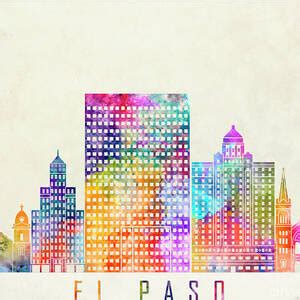 El Paso Skyline In Red Digital Art By Pablo Romero Fine Art America