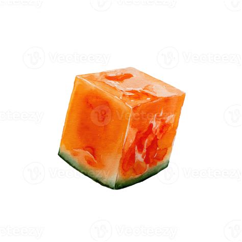 Watercolor Refreshing Watermelon Cube Perfectly Cut And Chilled