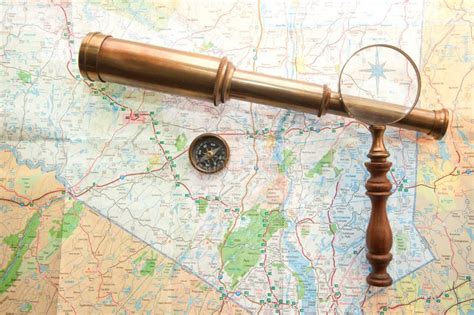 Compass Held Out At A Fork In The Trail Stock Image Image Of Backpacker Palm 7277885