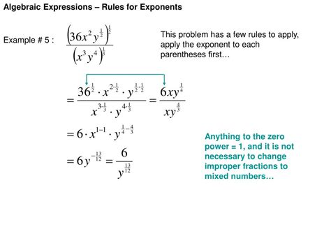 PPT - Algebraic Expressions – Rules for Exponents PowerPoint Presentation - ID:1756474