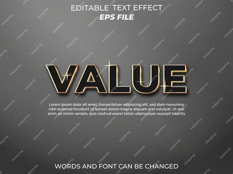 Premium Vector Value Text Effect Font Editable Typography 3d Text Vector Template