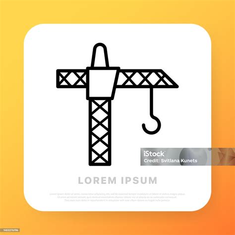 크레인 라인 아이콘입니다 건축 수리 수정 건설 후크 건물 호이스트 건설 개념 비즈니스 및 광고에 대한 벡터 라인 아이콘 3차원 형태에 대한 스톡 벡터 아트 및 기타 이미지