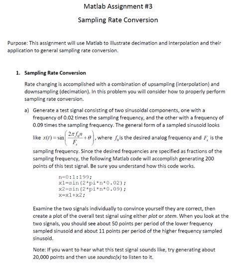 Matlab Assignment 3 Sampling Rate Conversion