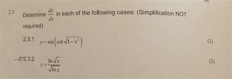 solved 2 3 ﻿determine dydx ﻿in each of the following cases