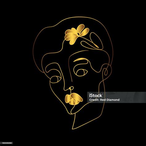 여자는 미니멀한 얼굴을 마주한다 여자는 연속 선 그리기를 직면 연속 한 줄 아트 추상적 인 최소한의 여성 초상화 로고 아이콘