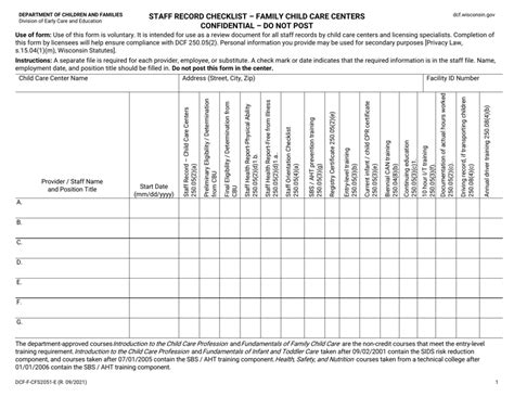 Staff Records Checklist Templates Pdf Download Fill And Print For Free