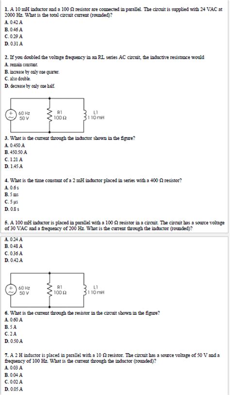 Solved A 10 Mh Inductor And A 100 Ohm Resistor Are Connec