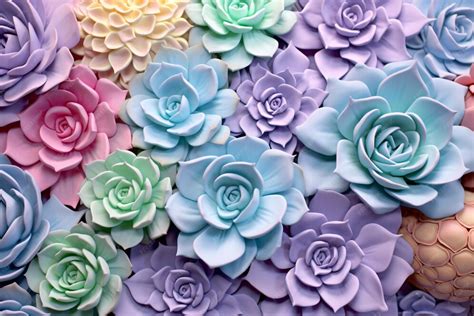 Premium Photo Pastel Succulents Background Pastel Succulents