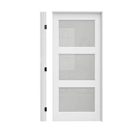 Eh Puerta 36 In X 80 In 3 Lite Frosted Glass Left Hand White Solid