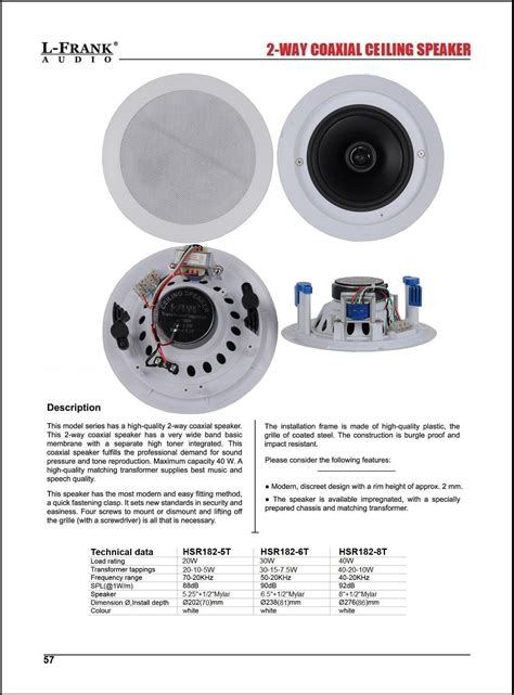Hsr182 8t 8 0 5 Frameless Coaxial Pa Public Address Music Ceiling