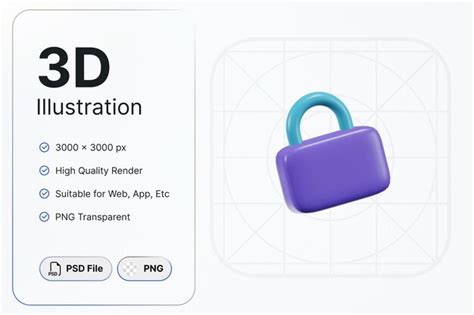 Premium Psd 3d Render Pedlock Center View Essential Concept Modern Icon Illustrations Design