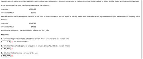 Solved Calculating The Predetermined Overhead Rate Applying Chegg Com