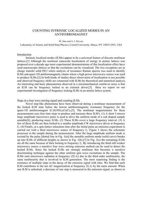 Pdf Counting Intrinsic Localized Modes In An Antiferromagnet