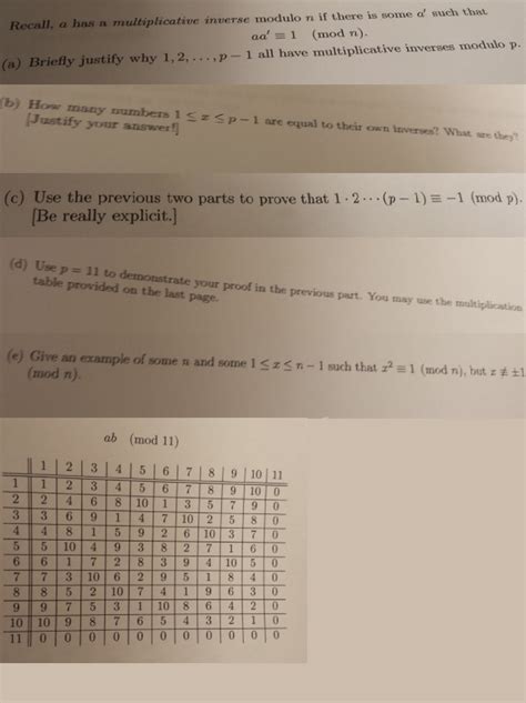 Solved I A Has A Multiplicative Inverse Modulo N If There