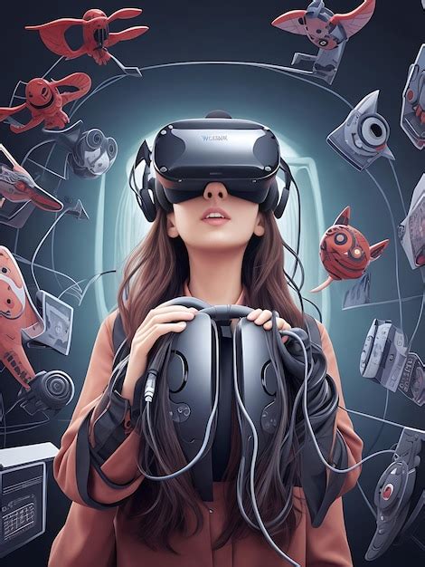 Premium Ai Image Pink Girl Virtual Reality Headset Experience