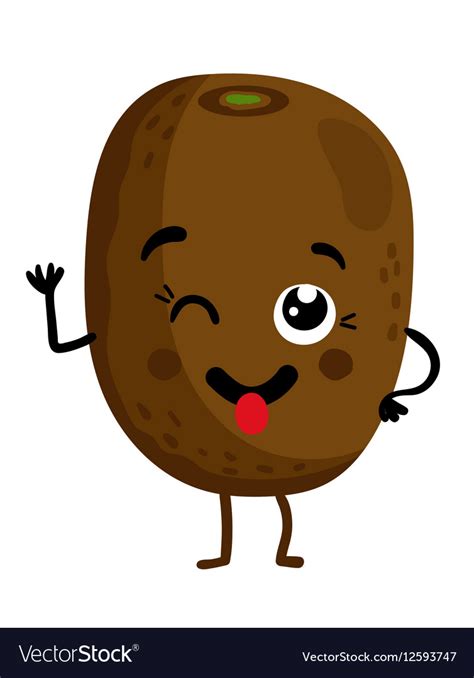 Funny Fruit Kiwi Isolated Cartoon Character Vector Image