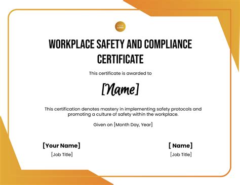 Free Workplace Safety And Compliance Certificate Template To Edit Online