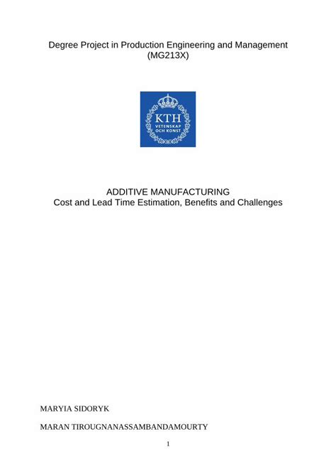 pdf additive manufacturing cost and lead time estimation kth diva